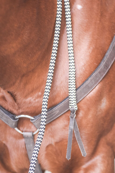 Heavy Duty Rope Split Reins with Slobber Straps – Drovers Saddlery